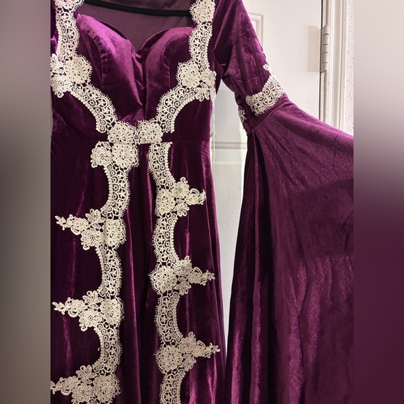 Dresses | Elegant Purple Lace Trim Gown | Poshmark